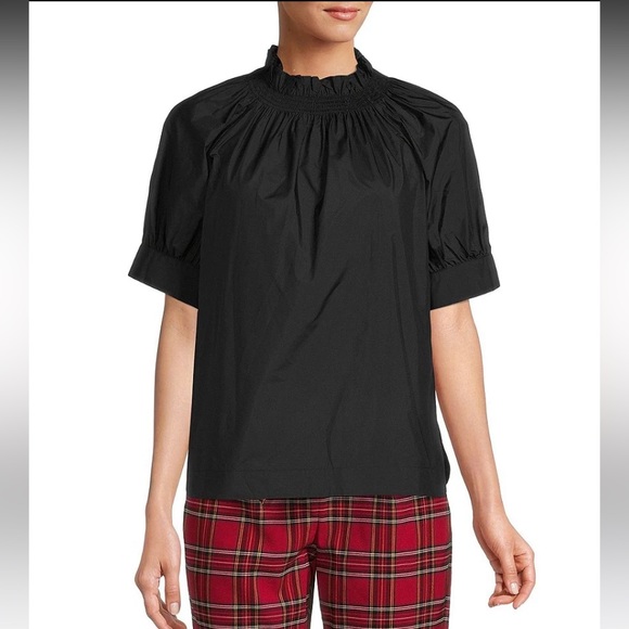 ANTONIO MELANI | Tops | Nwt Antonio Melanifrieda Taffeta Short Puffed Sleeve Smocked Mock Neck ...